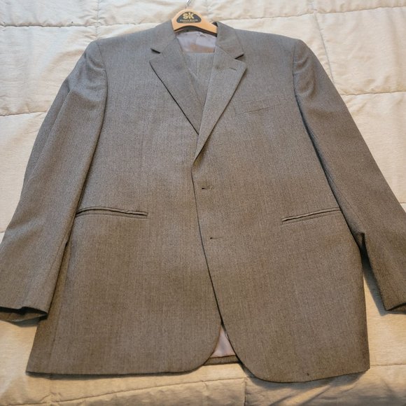 Chaps | Suits & Blazers | Chaps 3 Piece Gray Wool Suit 46r Jacket Pants ...